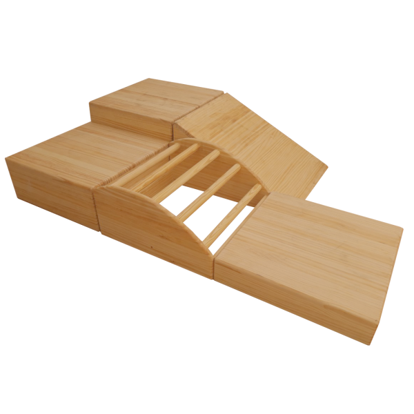 Tarima gateo Pikler • Gran conjunto 4x1 • Juguetes de madera Astronauta